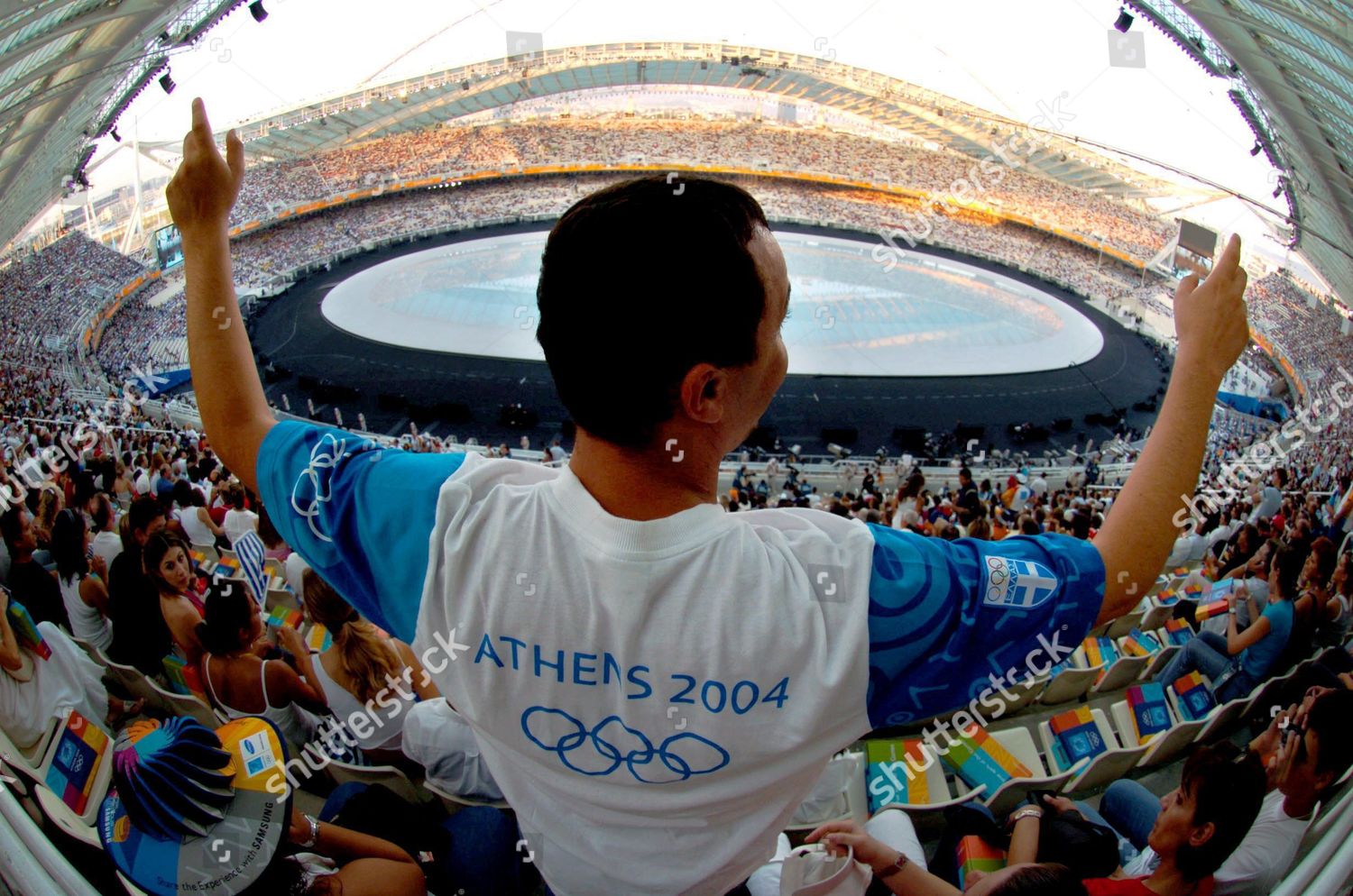 Greek Spectator Celebrates Before Opening Ceremony Editorial Stock ...