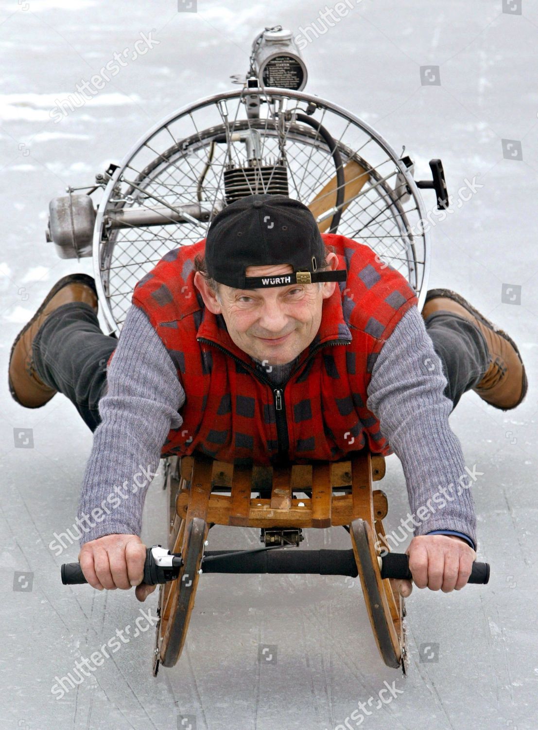 Heinz Staedler Drives Homemade Motorized Sleigh Editorial Stock Photo ...