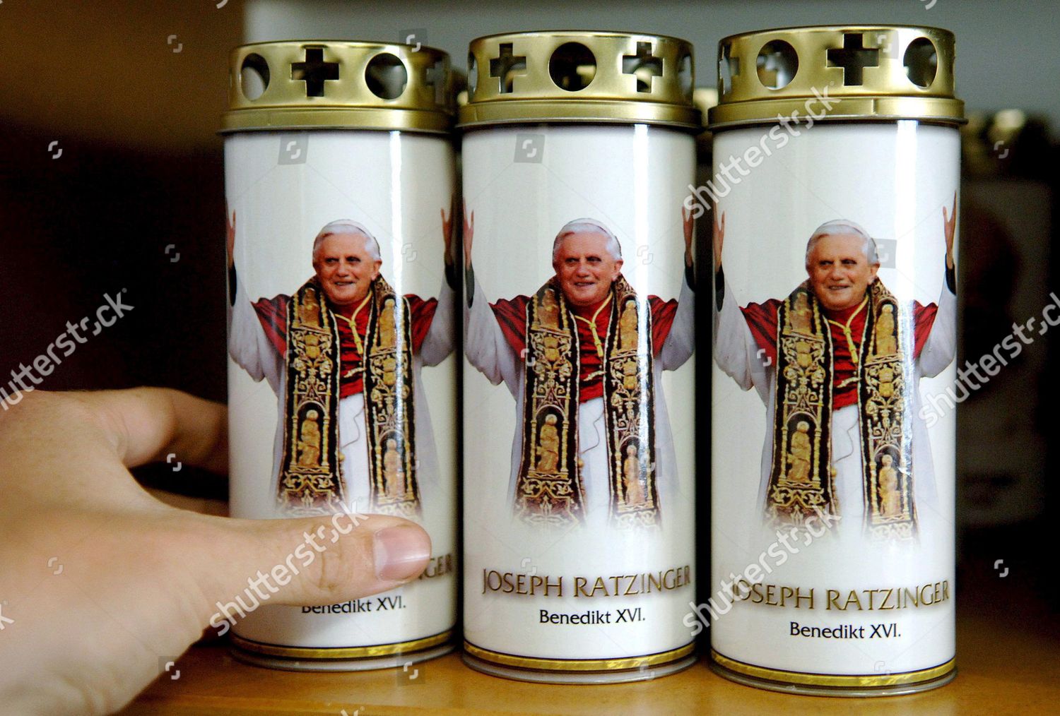Candles Featuring Portrait Pope Benedict Xvi Editorial Stock Photo ...