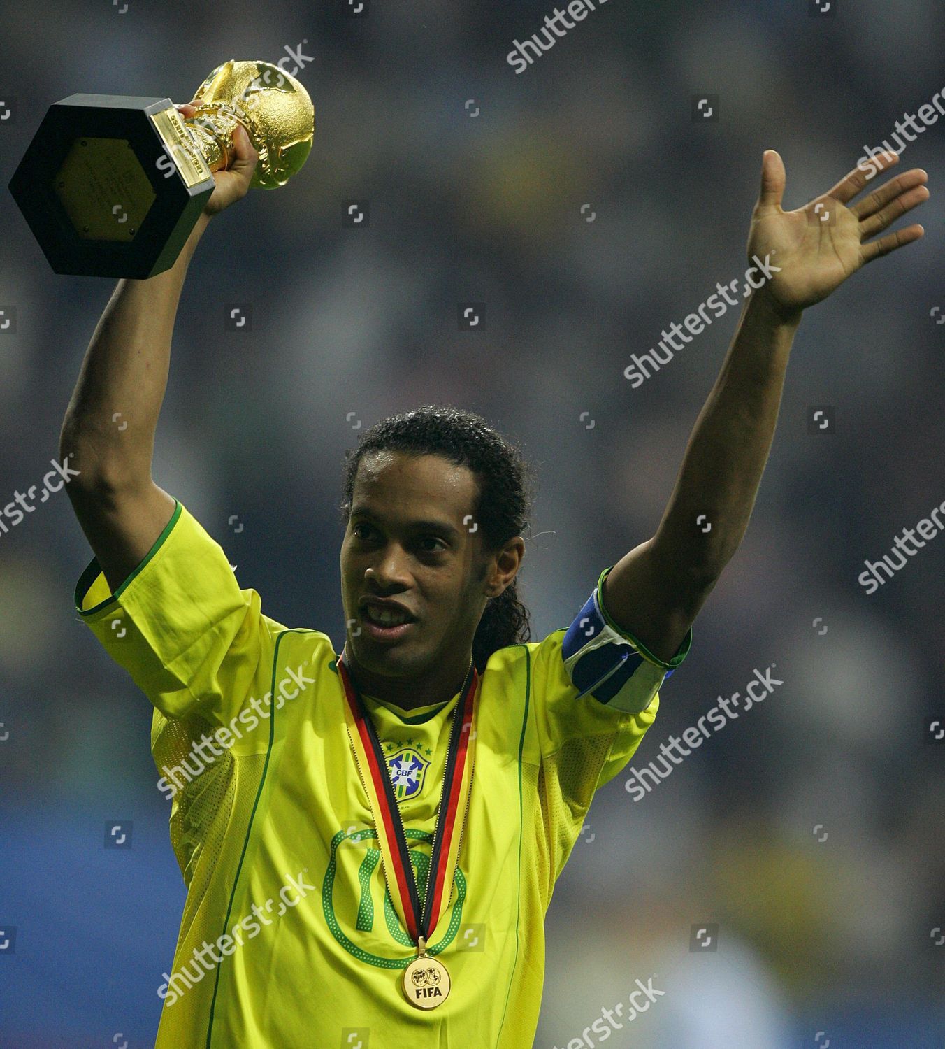 Brazilian Soccer Player Ronaldinho Lifts Trophy Editorial Stock Photo ...