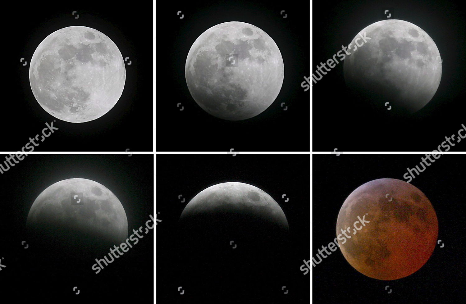Combo Picture Shows Phases Total Lunar Editorial Stock Photo - Stock ...