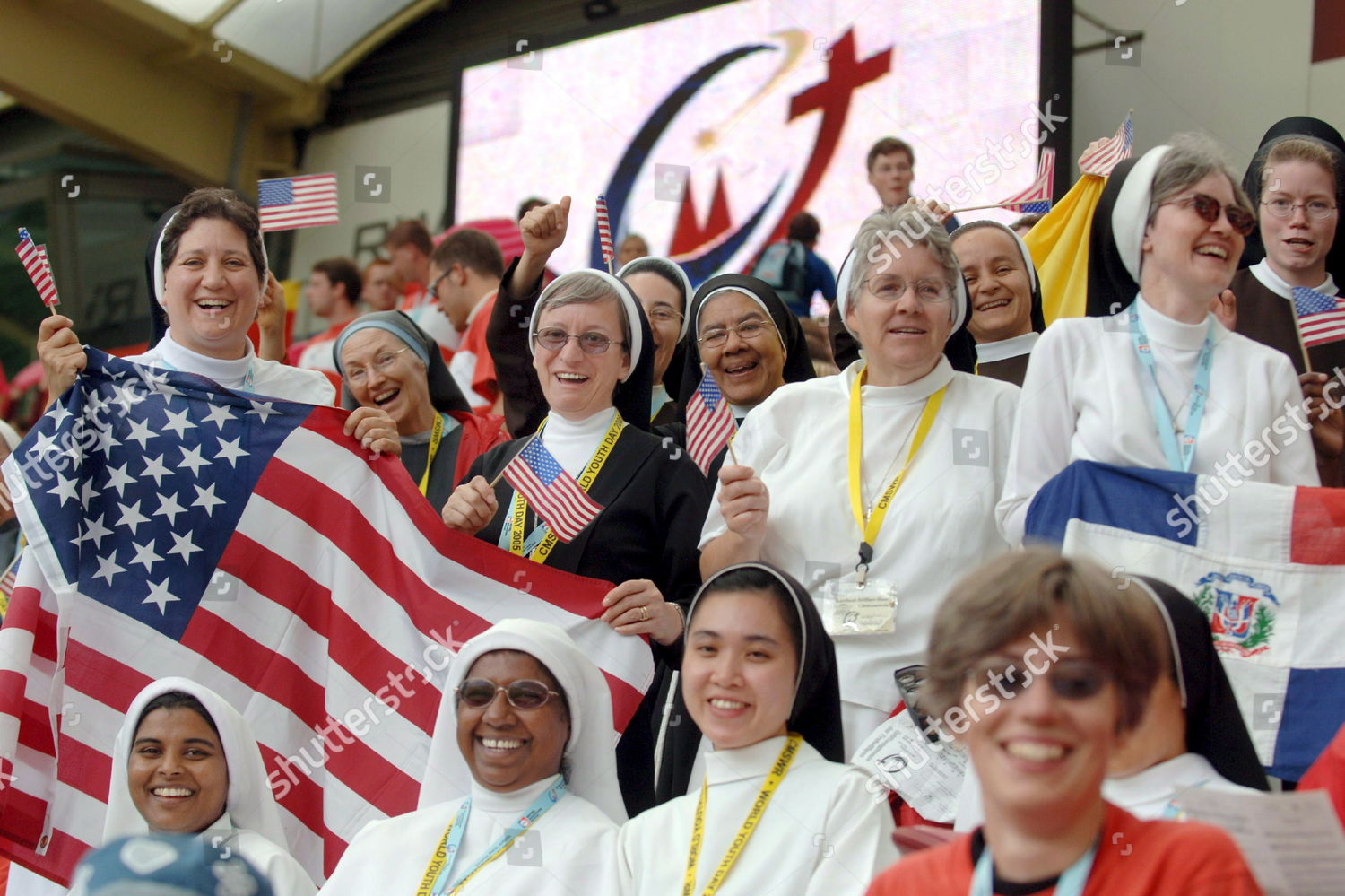 Sisters Wave Flags Their Home Countries Editorial Stock Photo - Stock ...