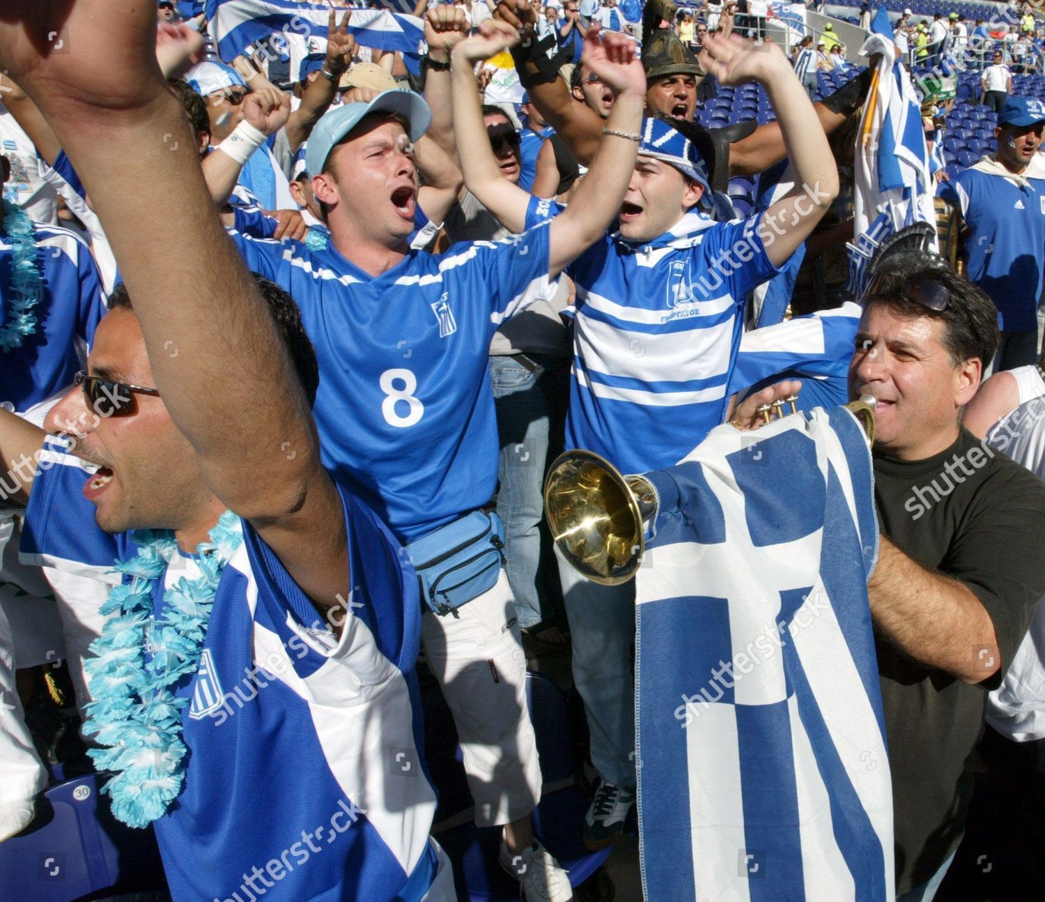 Greek Fans Sing Celebrate Prior Start Editorial Stock Photo - Stock ...