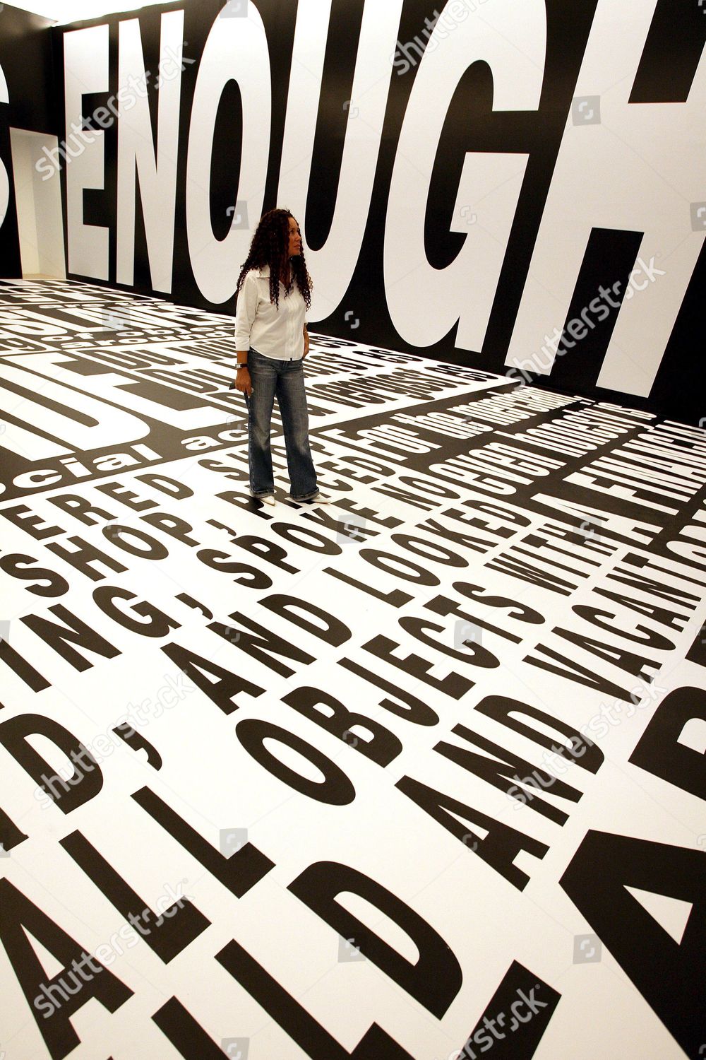 Museum Employee Stands Room Covered Typo Editorial Stock Photo - Stock ...
