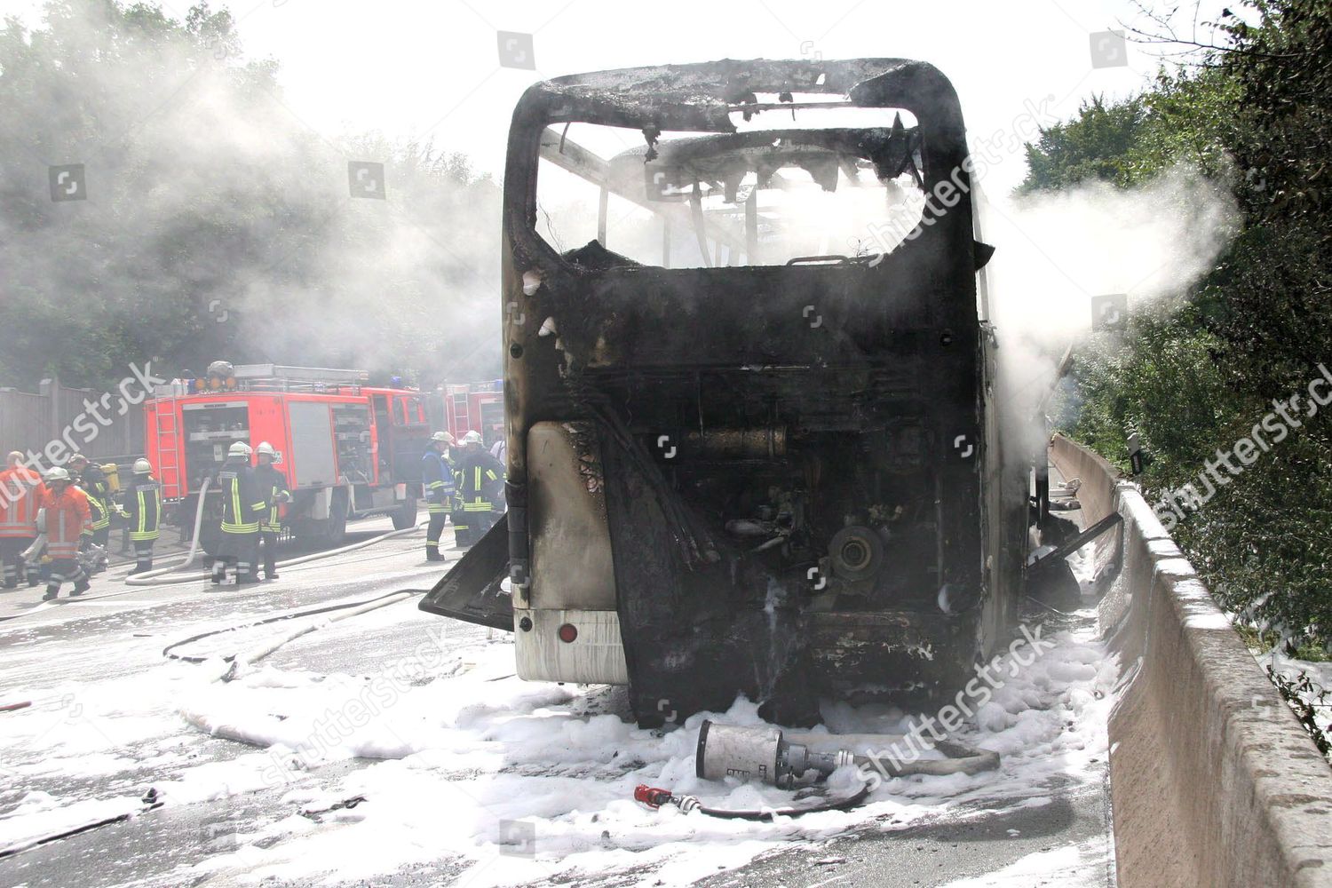 Scene Burnt Out Coach Motorway 7 Editorial Stock Photo - Stock Image ...
