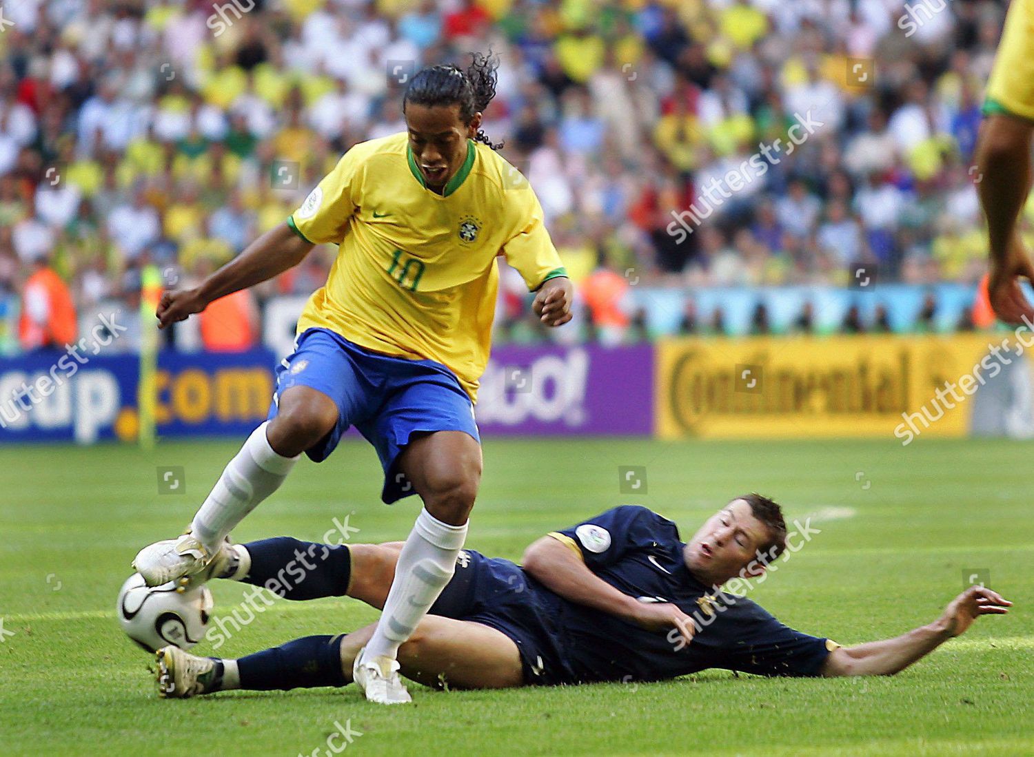 Brazilian Ronaldinho L Tackled By Australian Editorial Stock Photo ...