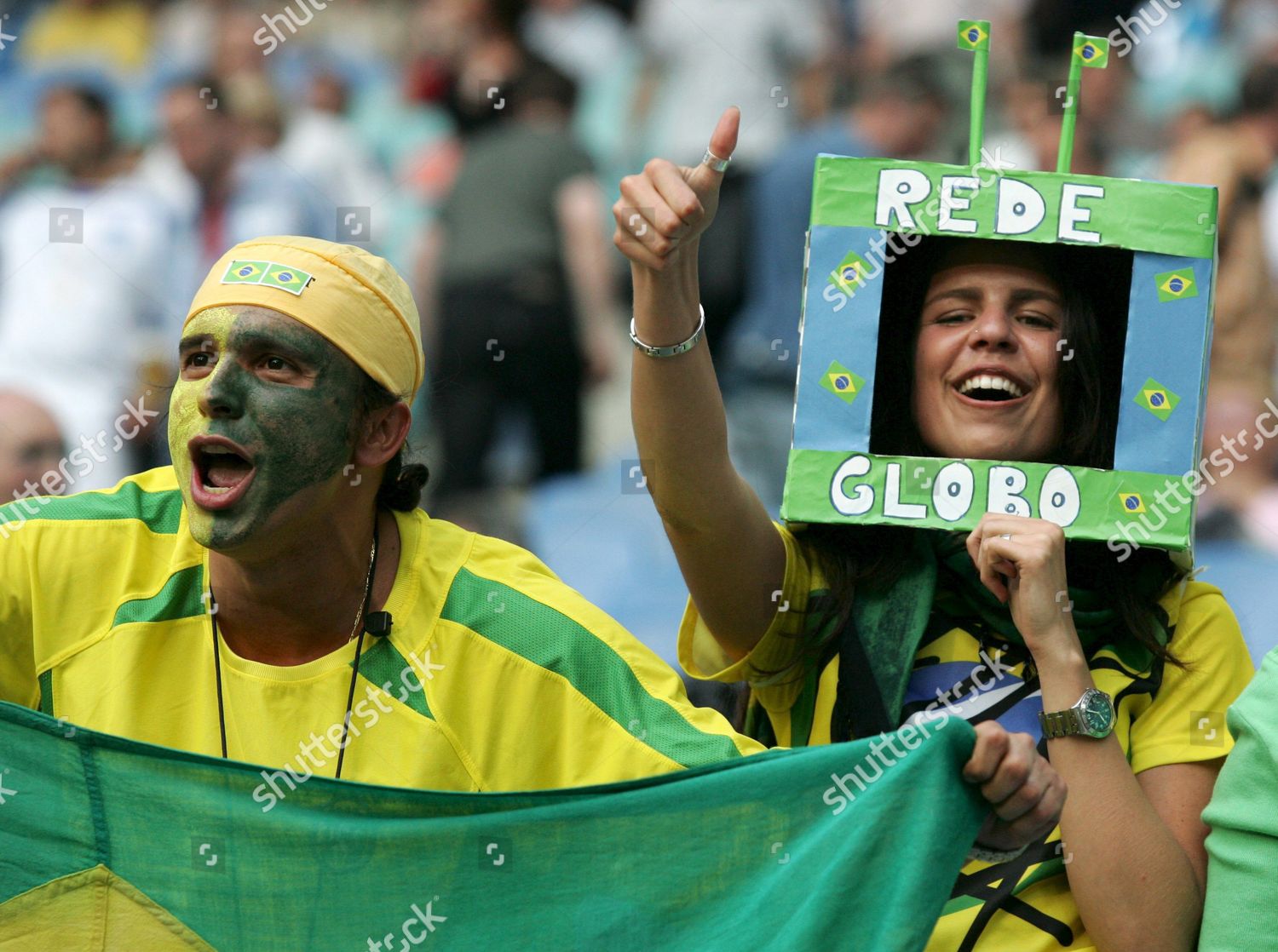 Brazilian Soccer Fans Cheer Prior Match Editorial Stock Photo - Stock ...