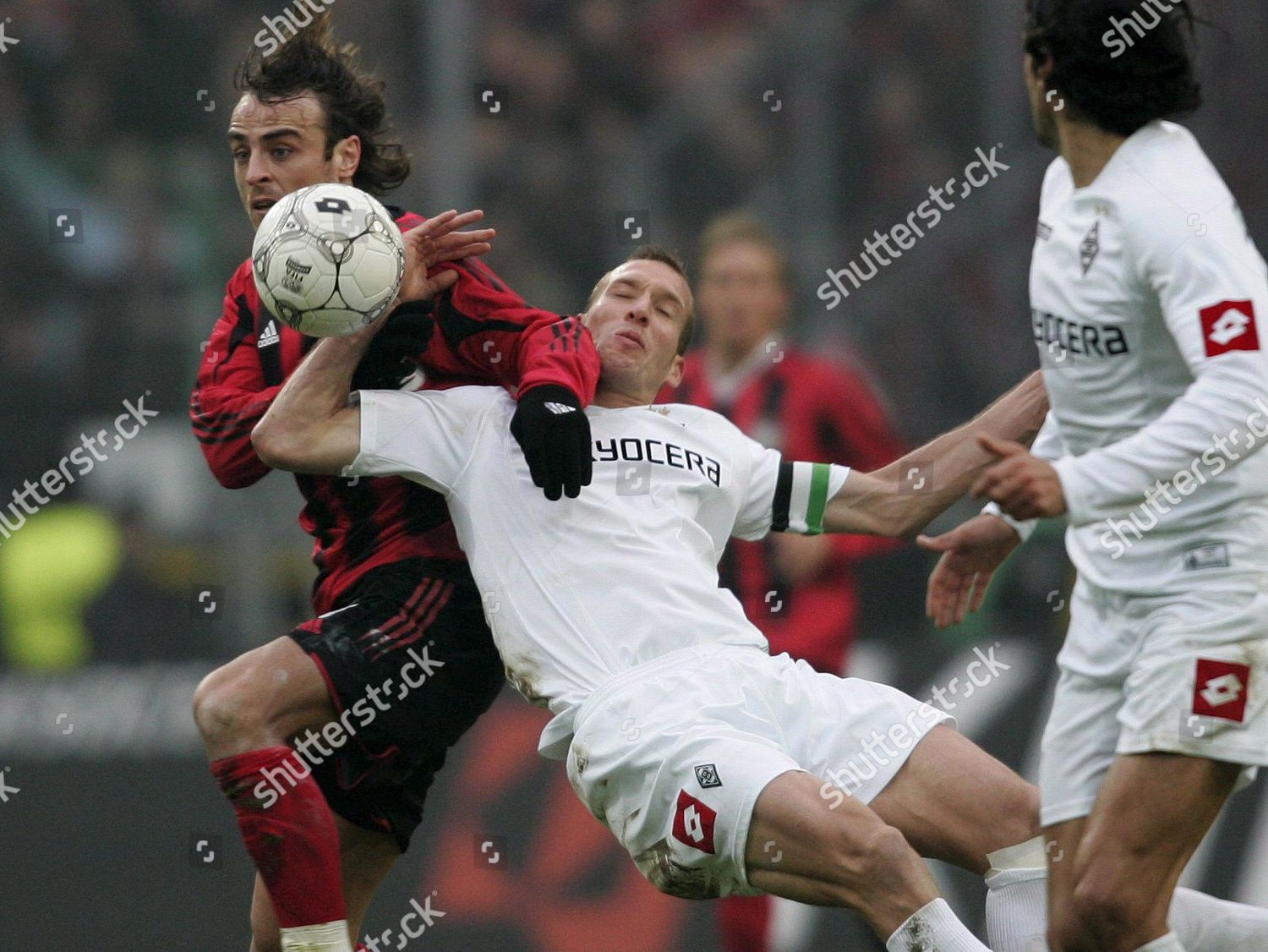 Moenchengladbachs Jeff Strasser C Leverkusens Dimitar Editorial Stock ...