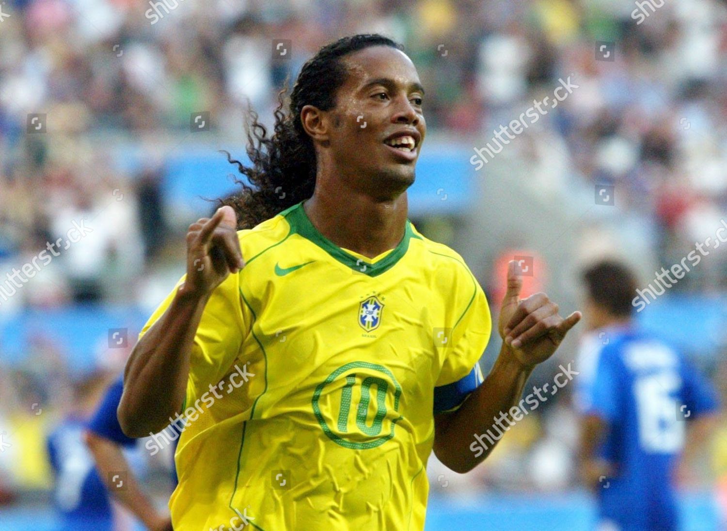 Brazilian Soccer Player Ronaldinho Celebrates After Editorial Stock ...