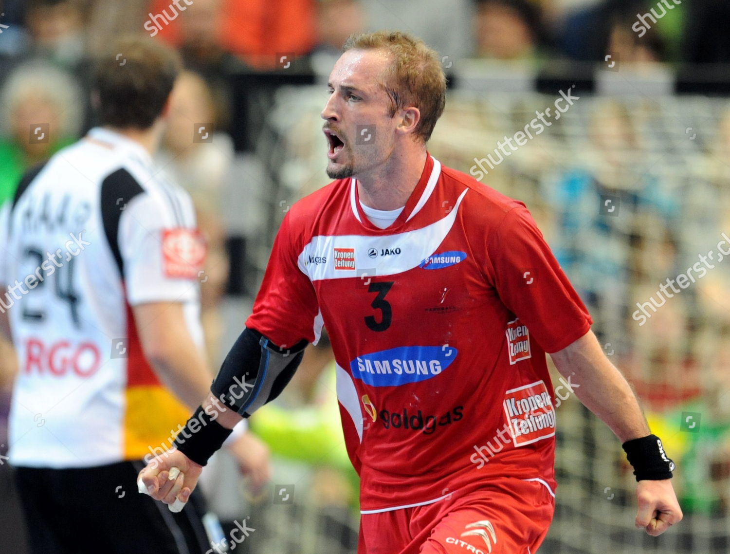 Austrias Patrick Celebrates After Scoring Against Editorial Stock Photo ...