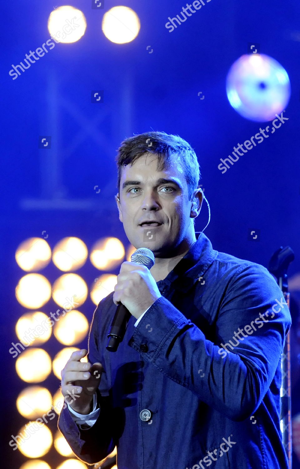 British Singer Robbie Williams Performs Outside Editorial Stock Photo ...