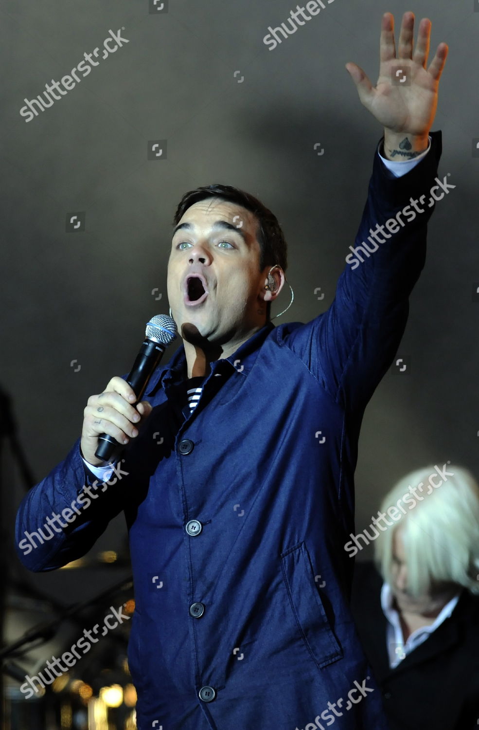 British Singer Robbie Williams Performs Outside Editorial Stock Photo ...