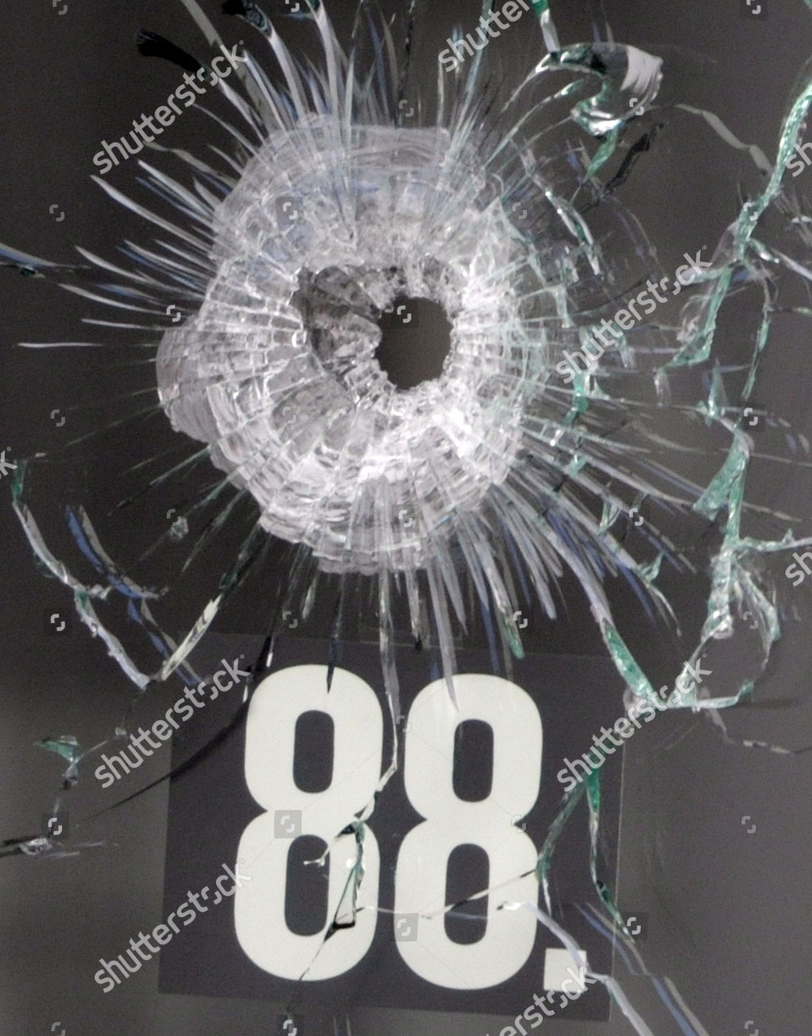 Bullethole Large Calibre Gun Seen Window Editorial Stock Photo - Stock ...
