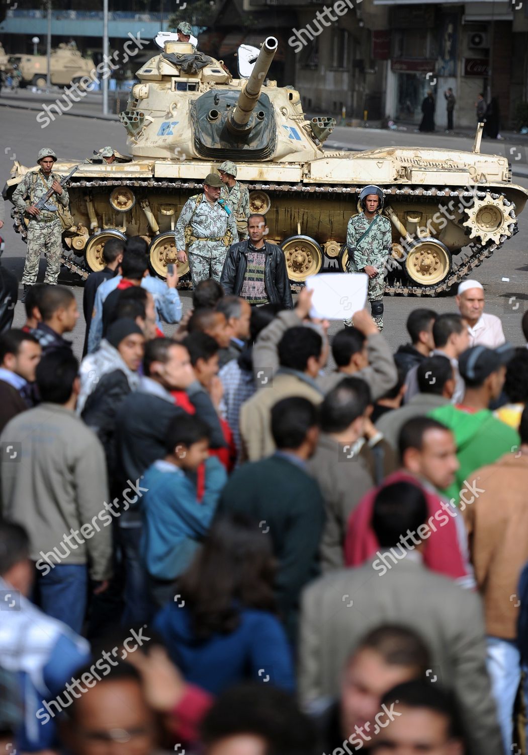 Demontrators Stand Front Tank During Protests Editorial Stock Photo ...
