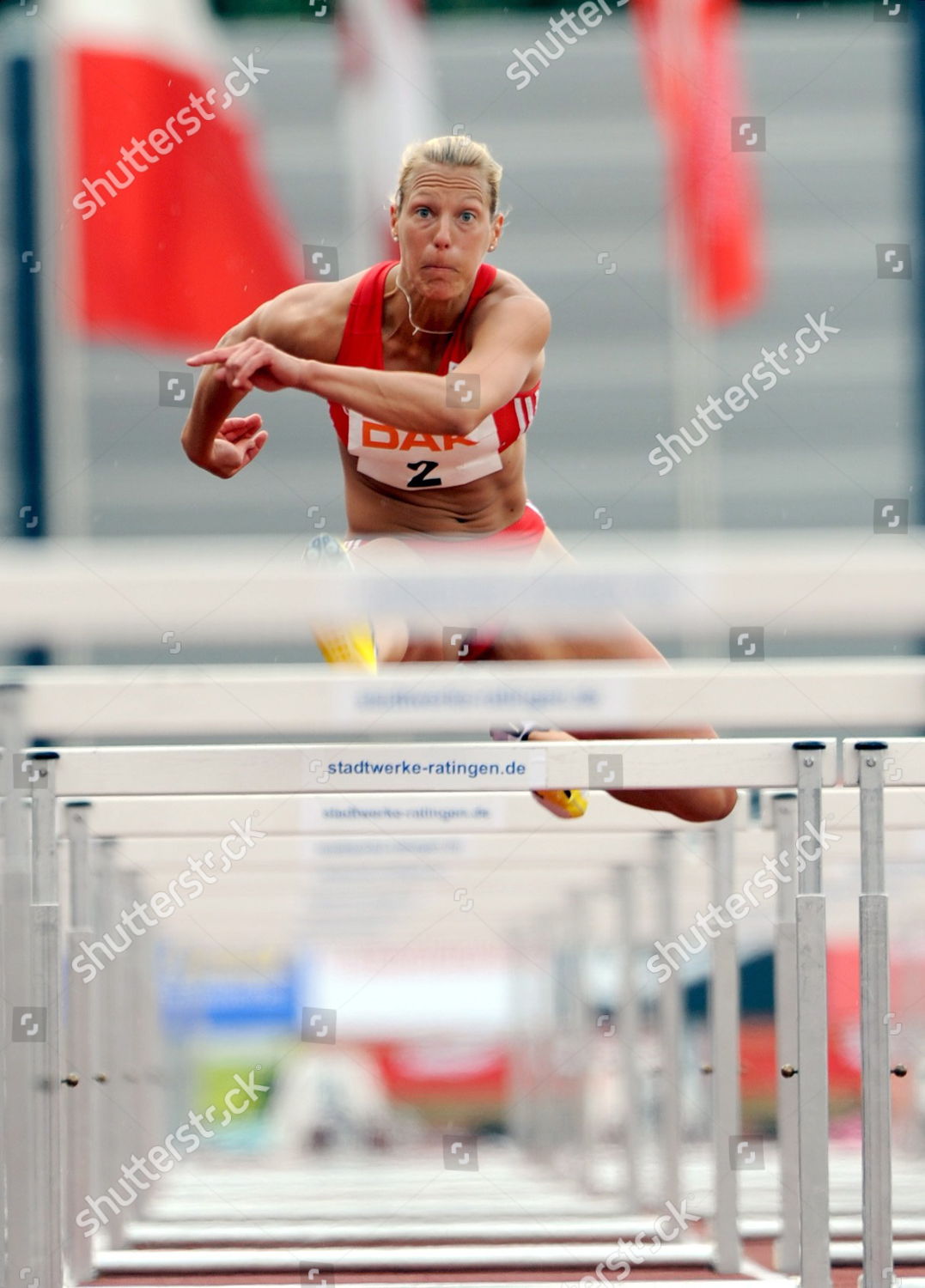 German Heptathlete Jennifer Oeser Takes Hurdle Editorial Stock Photo ...
