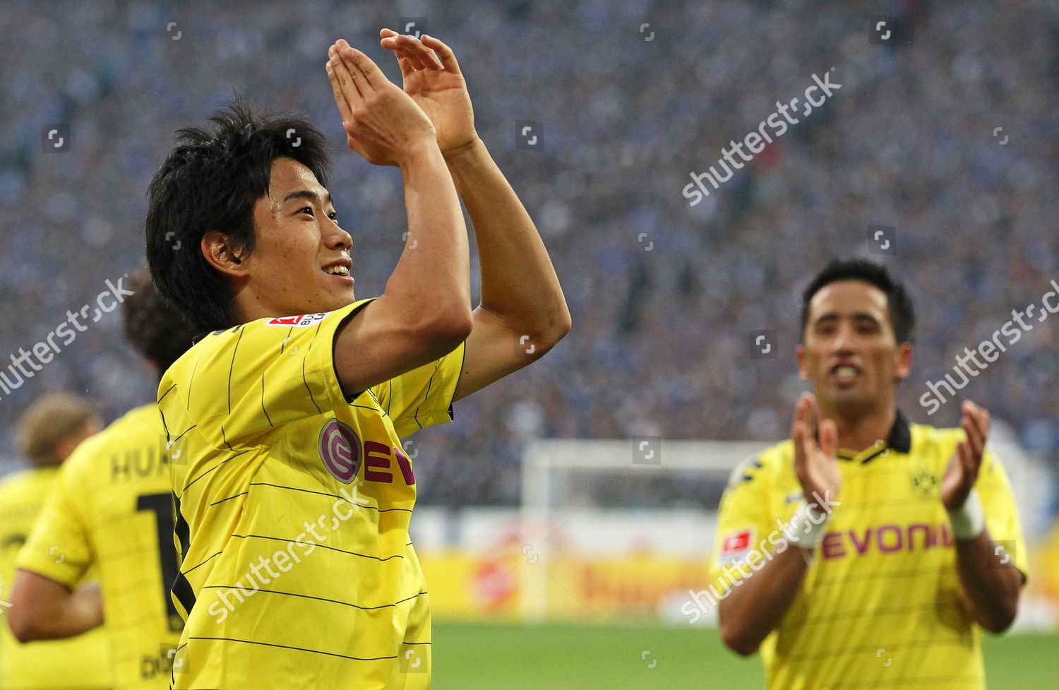 Dortmunds Shinji Kagawa L Celebrates His Editorial Stock Photo - Stock ...