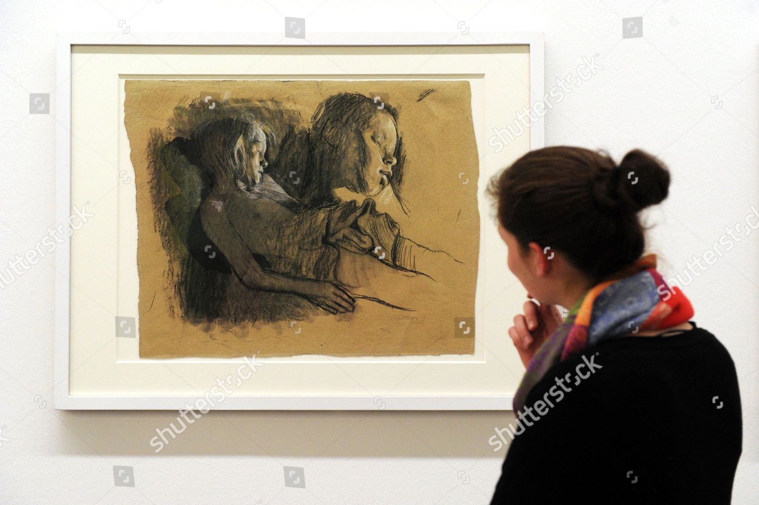 Woman Views Detail Sketch Entitled Sleeping Editorial Stock Photo ...