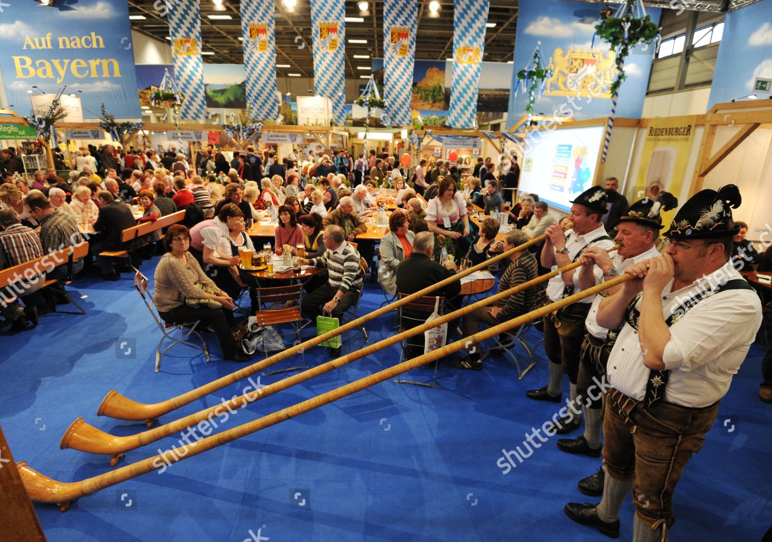Alp Horn Blowers Stand Bavarian Hall Editorial Stock Photo - Stock ...
