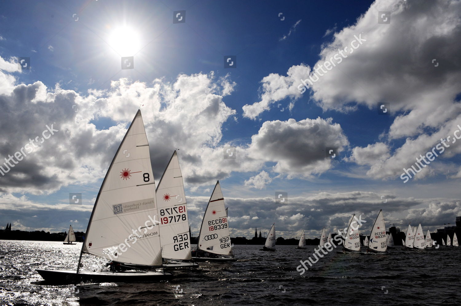 Laser Class Sailing Boats During Regatta Editorial Stock Photo - Stock ...