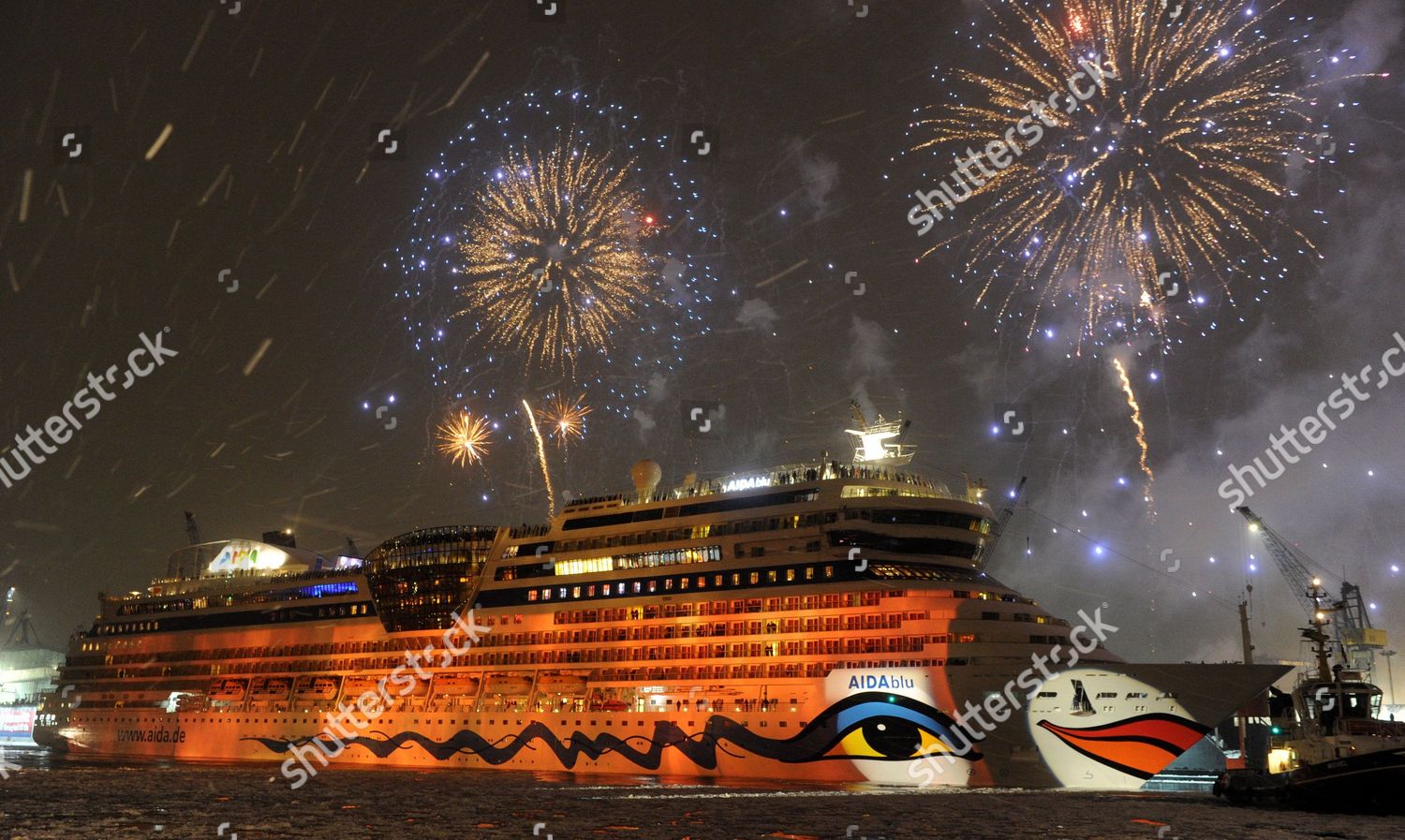 Fireworks Explode Launch Cruise Ship Aidablu Editorial Stock Photo ...