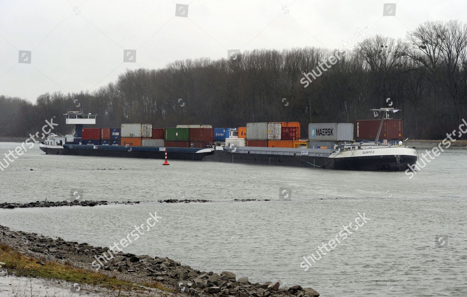 Dutch Inland Container Ship Has Run Editorial Stock Photo - Stock Image ...