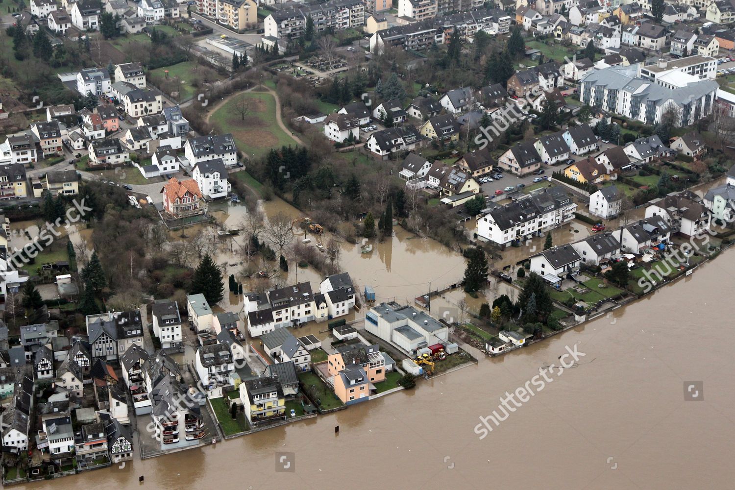 Aerial View Over Flooded German City Editorial Stock Photo - Stock ...