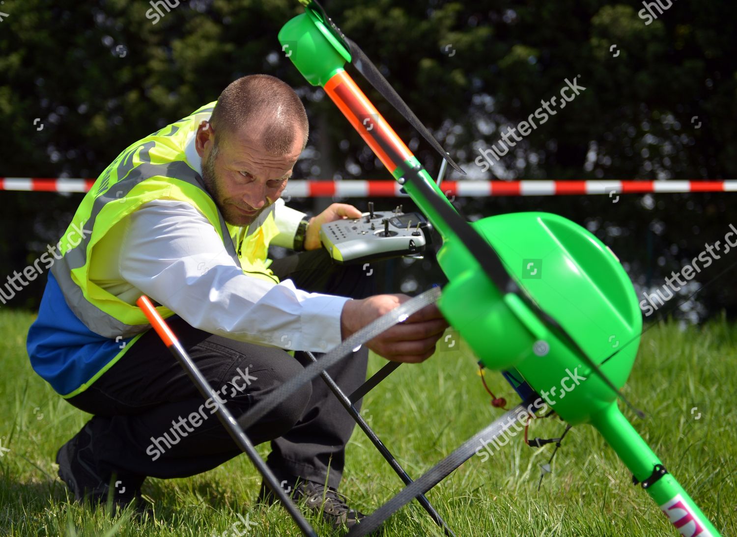 Drone Pilot Roman Woelk Checks His Editorial Stock Photo - Stock Image ...