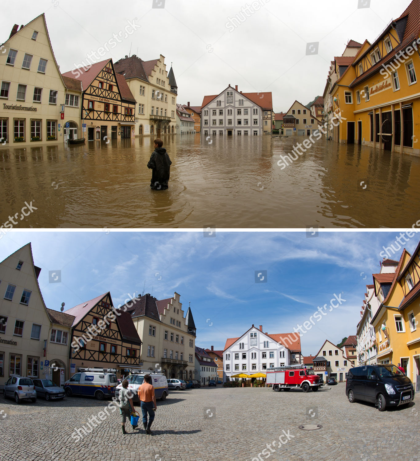 Composite Image Shows Above State Flooding Editorial Stock Photo ...