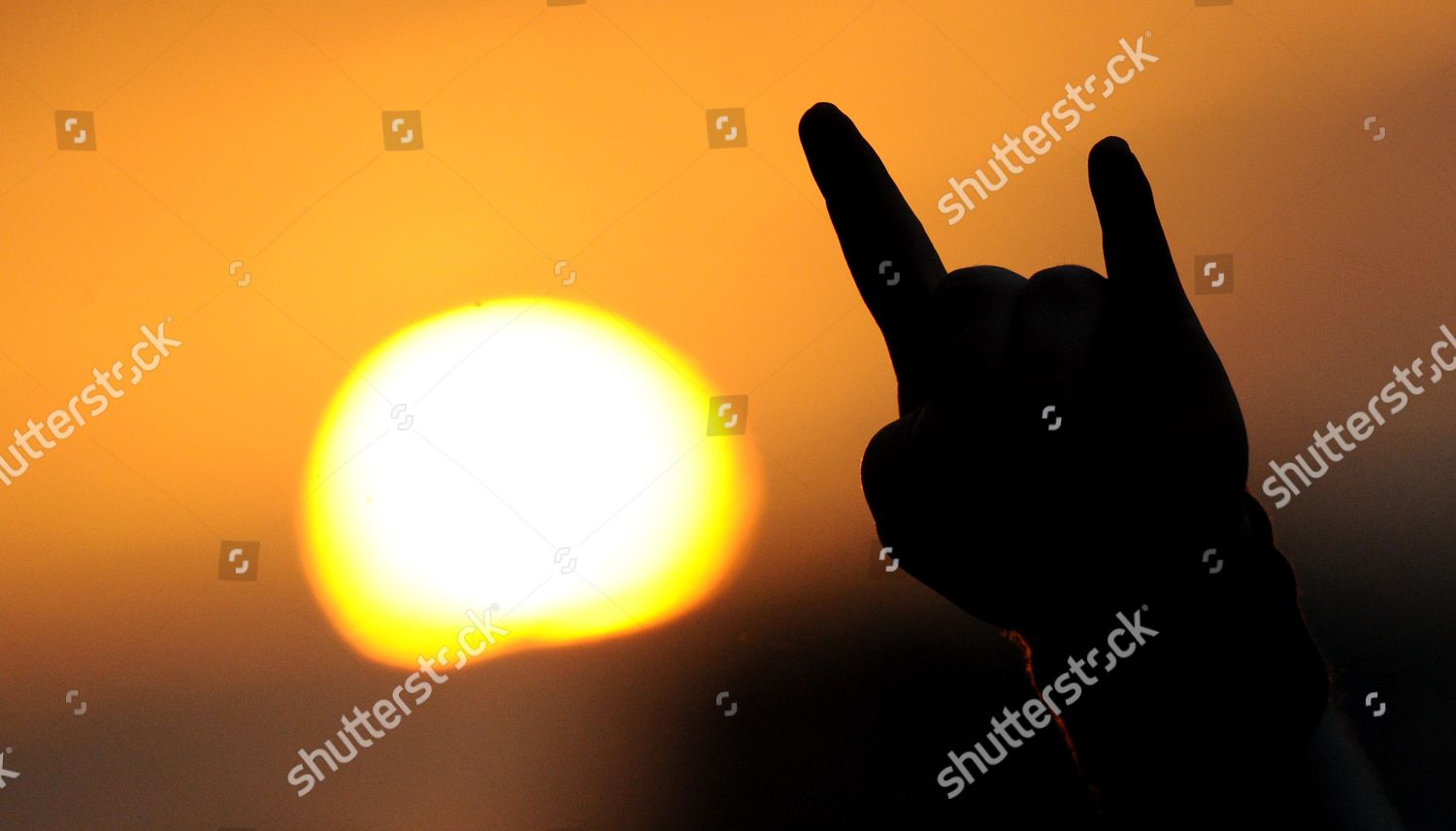Silhouette Fans Devil Horn Salute During Editorial Stock Photo - Stock ...