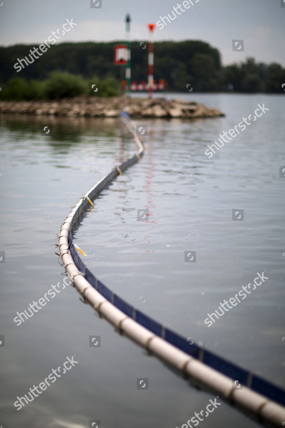 Floating Oil Barrier On Rhine Protects Editorial Stock Photo - Stock ...