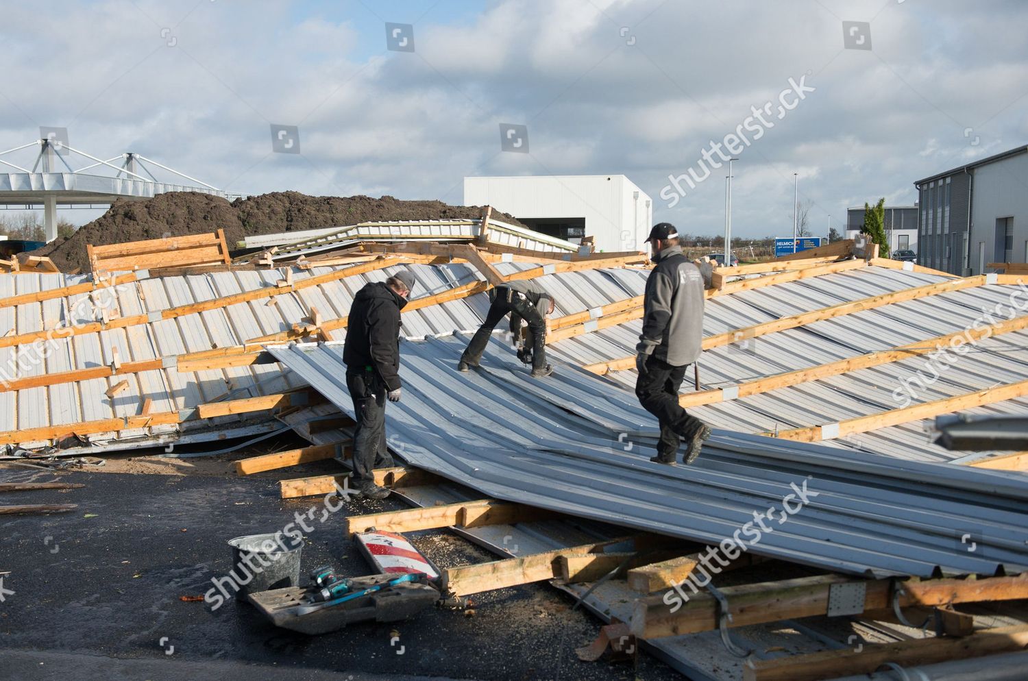 Warehouse Roof Ripped Off By Storm Editorial Stock Photo - Stock Image ...