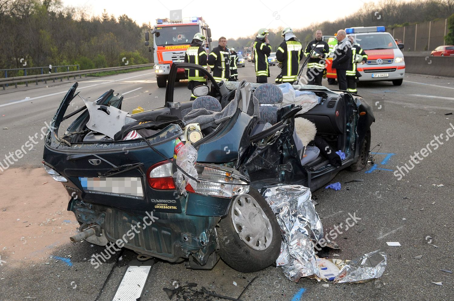 Wreckage Car Completely Destroyed Accident On Editorial Stock Photo ...