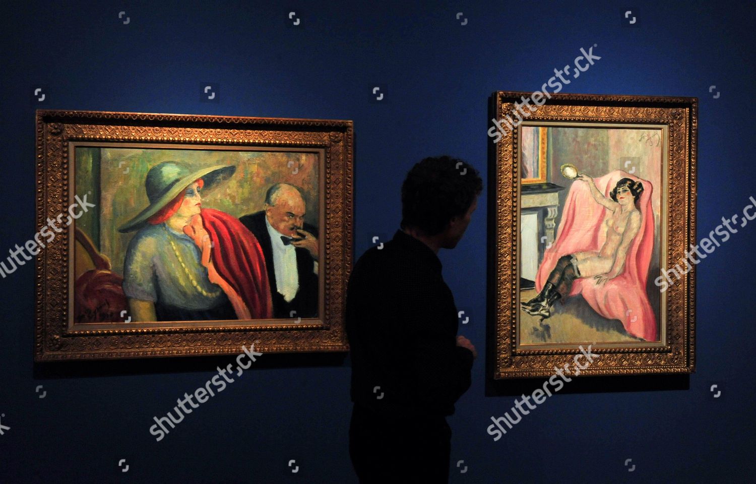 Man Looks Two Unidentified Paintings By Editorial Stock Photo - Stock ...
