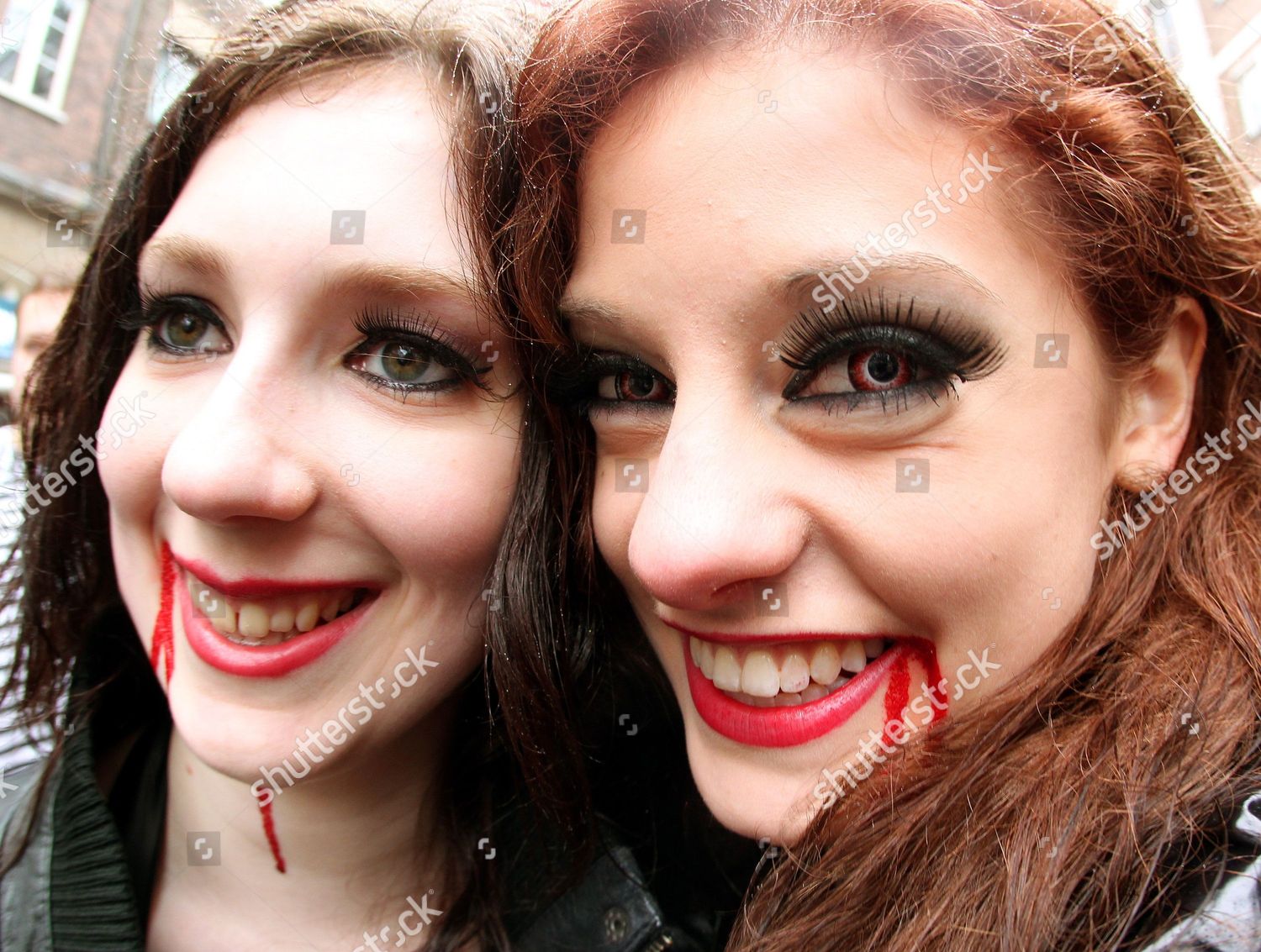 Two Girls Dressed Vampires Celebrate Carnival Editorial Stock Photo ...