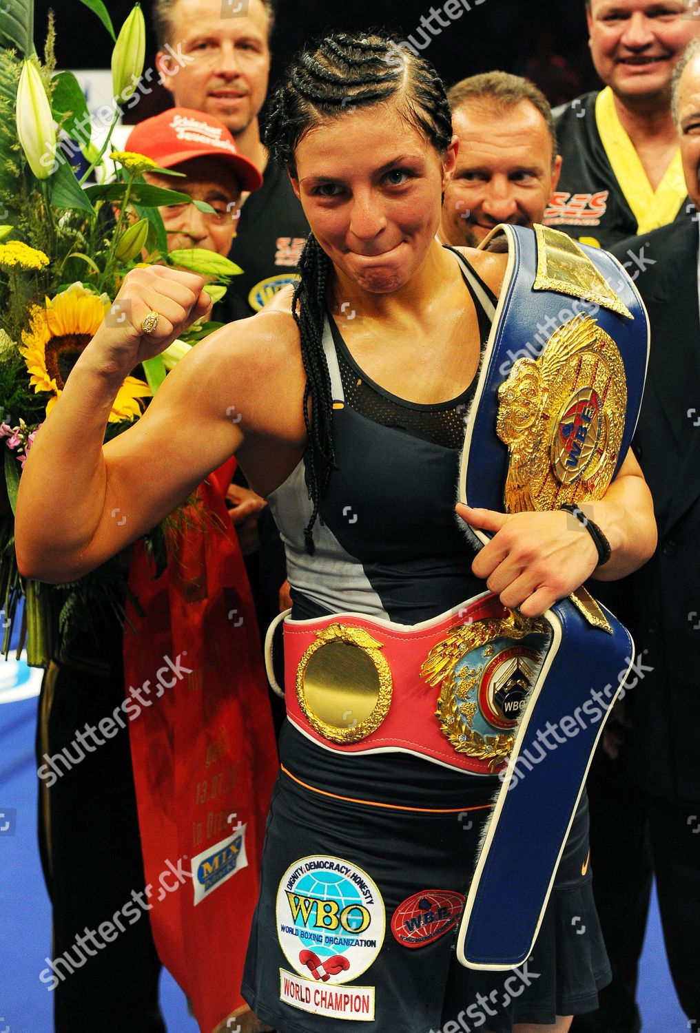 German Boxer Christina Hammer Celebrates After Editorial Stock Photo ...