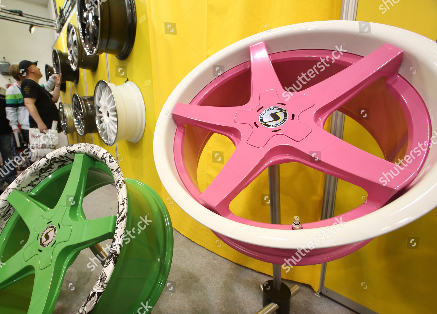 Colorful Alloy Wheels Displayed Exhibitors Stand Editorial Stock Photo ...