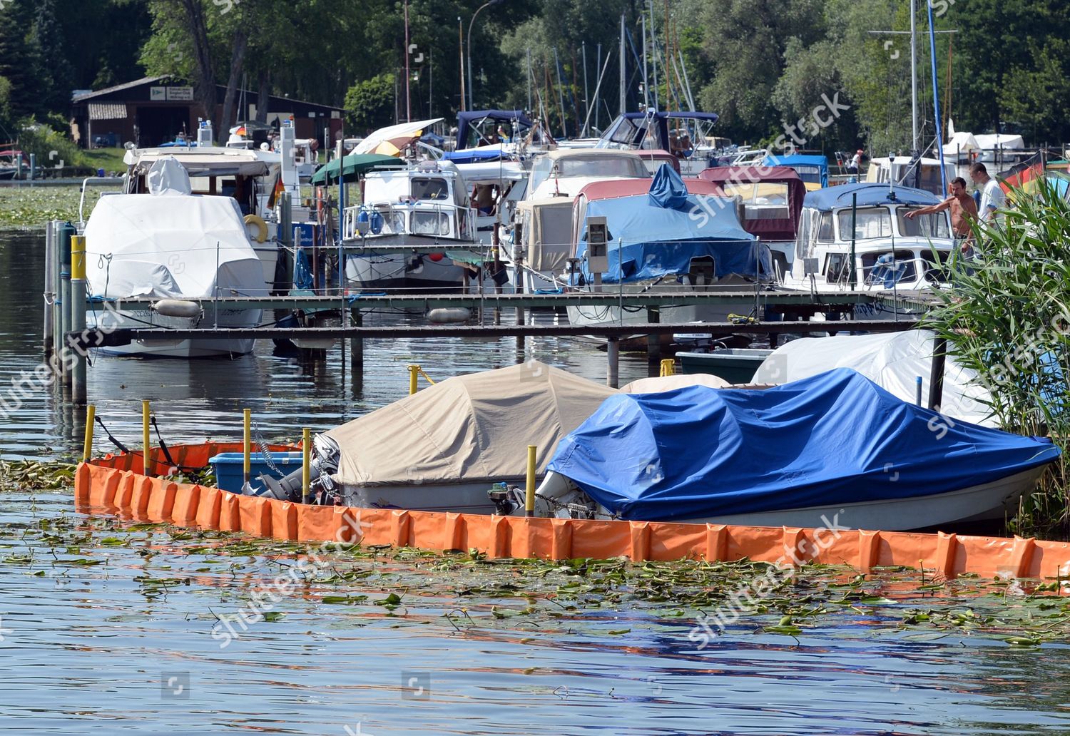 Oil Boom Installed Front Harbour On Editorial Stock Photo - Stock Image ...