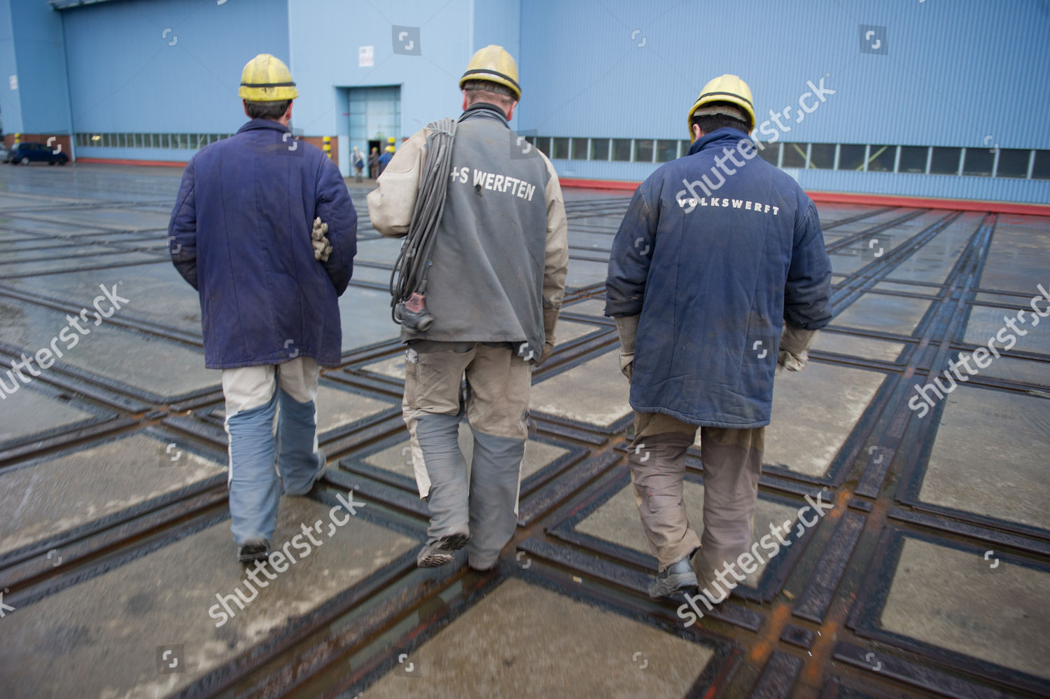 Shipyard Workers Walk Front Shipbuilding Hall Editorial Stock Photo ...