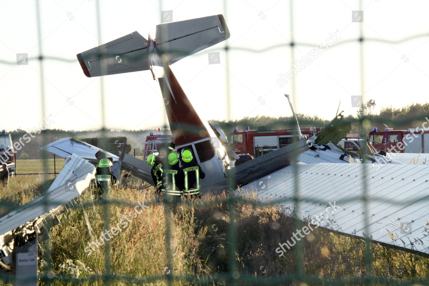 Fire Fighters Check Damage After Cessna Editorial Stock Photo - Stock ...