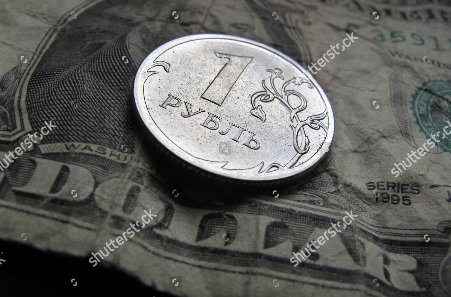 Russian One Ruble Coin Placed On Editorial Stock Photo - Stock Image ...