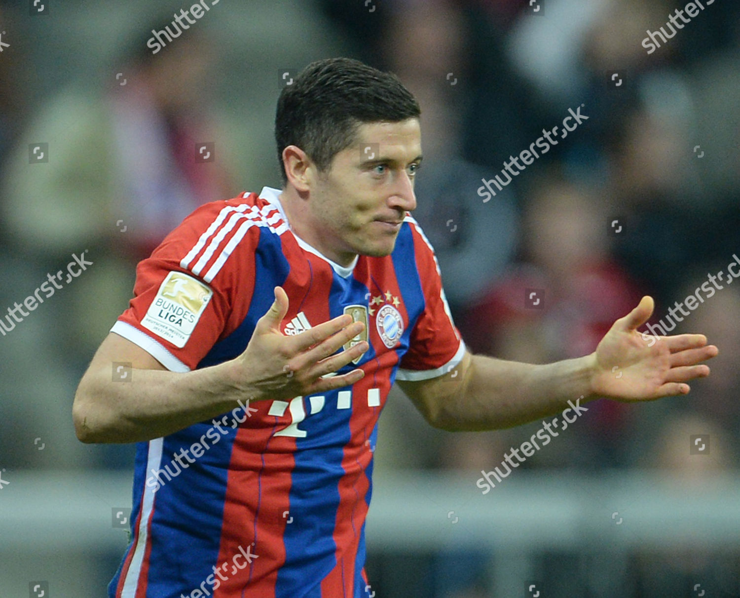 Fc Bayern Munichs Robert Lewandowski Action Editorial Stock Photo ...