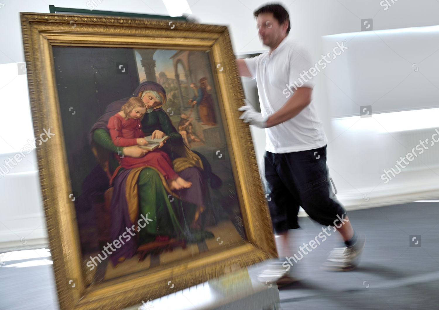 Museum Technician Uwe Haase Transports Painting Editorial Stock Photo ...