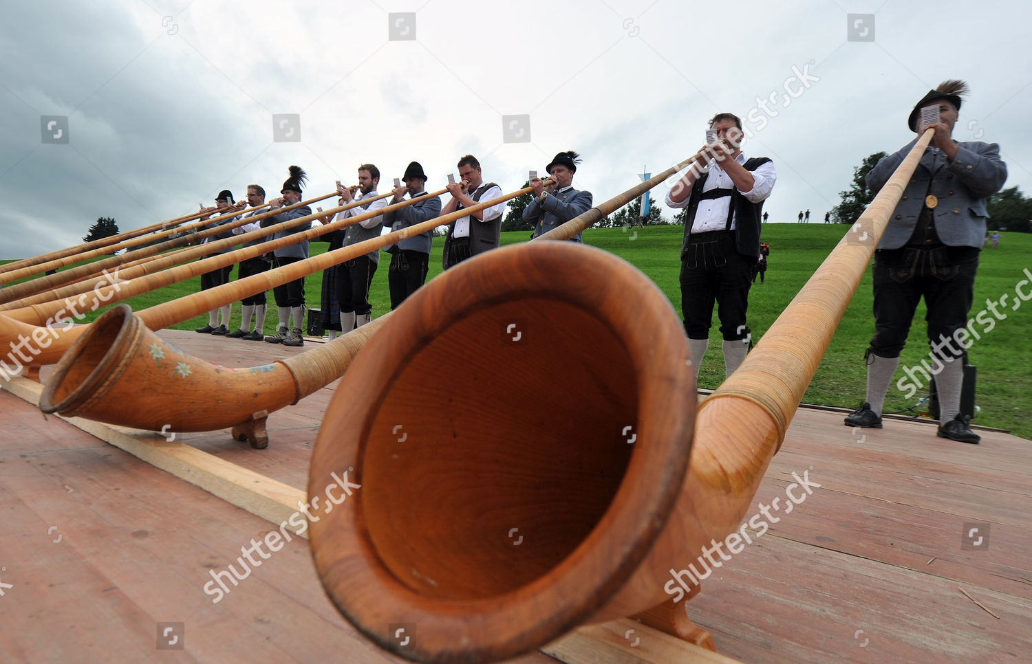 Alpenhorn Players Traditional Costumes Perform During Editorial Stock ...