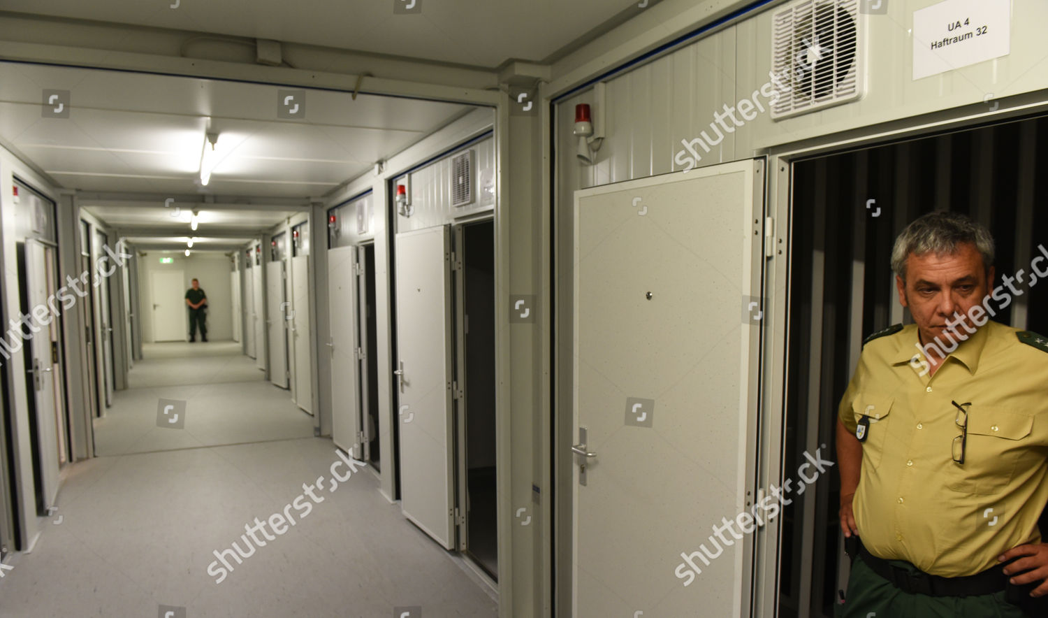 Police Officer Stands Doorway Container Jail Editorial Stock Photo ...