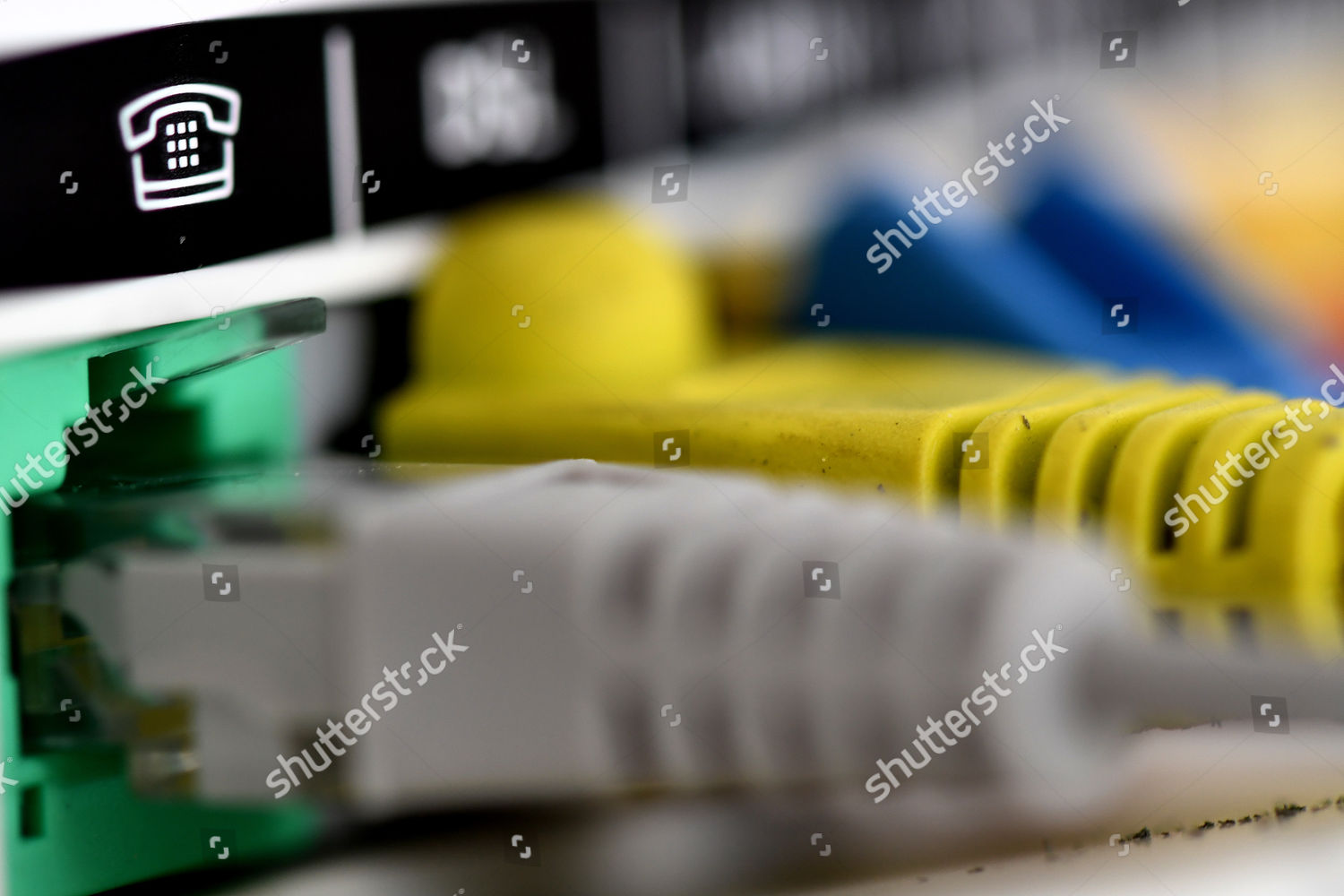 Closeup Image Telephone Network Cables Plugged Editorial Stock Photo ...