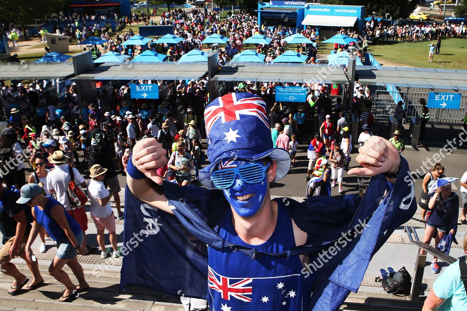 Fan Wearing Australian Flag Memorabilia Celebrates Editorial Stock ...