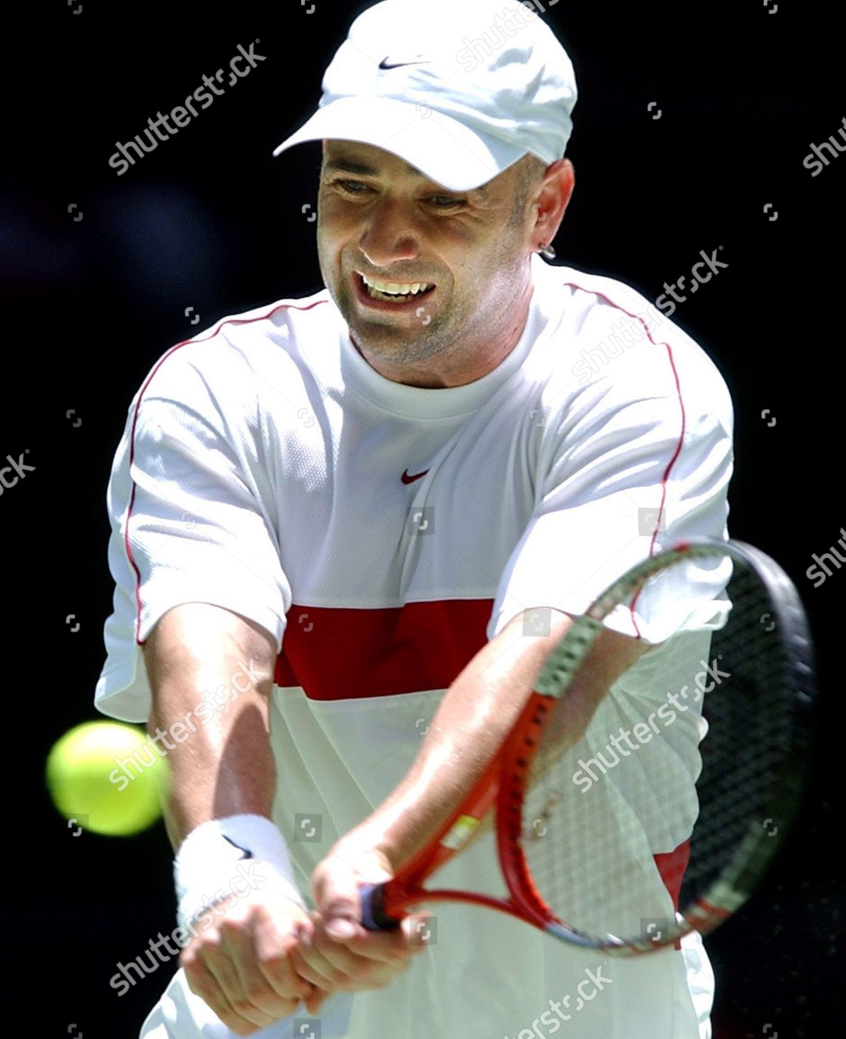 Us Andre Agassi Plays Backhand During Editorial Stock Photo - Stock ...