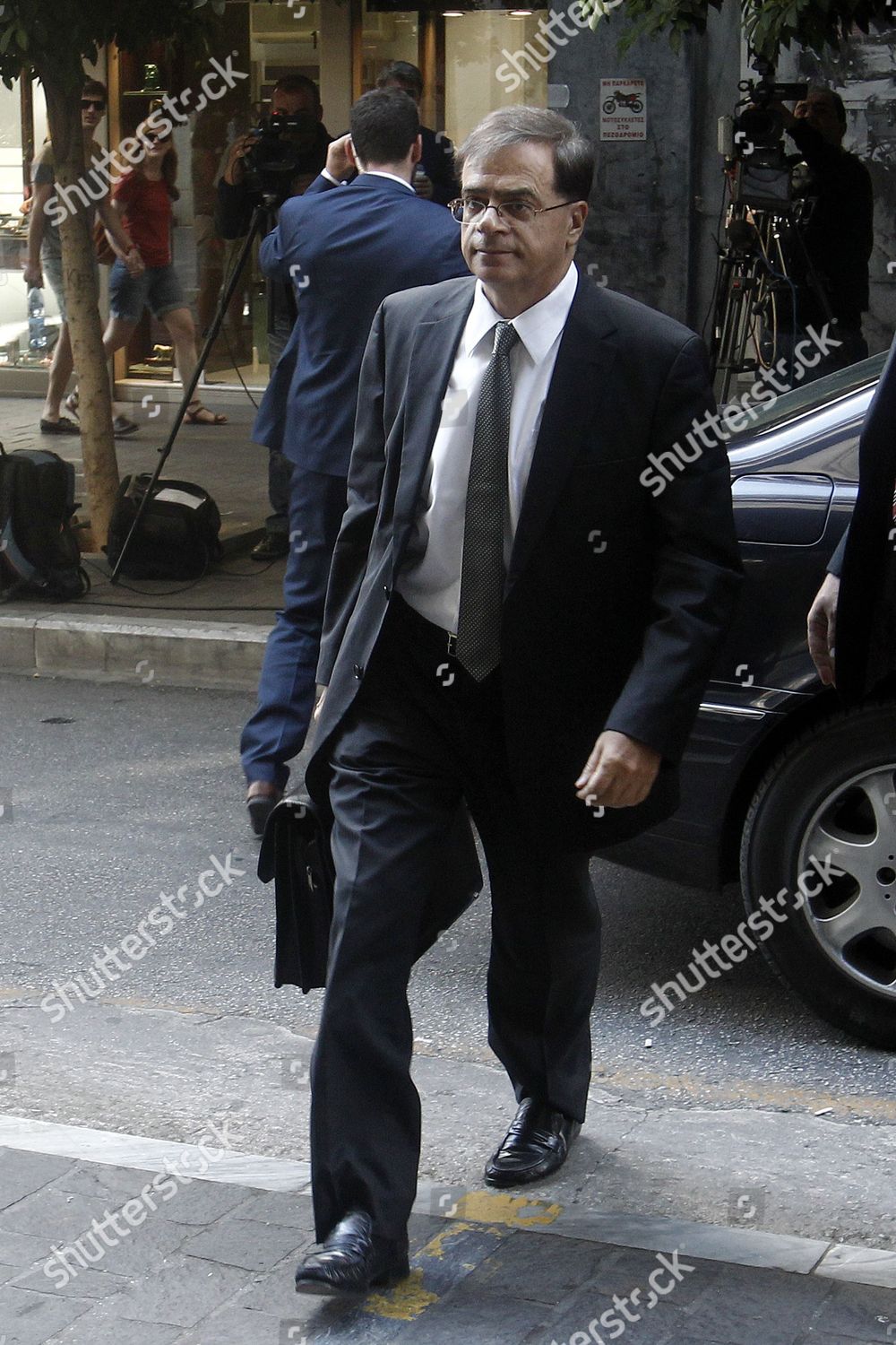 Greek Finance Minister Gikas Hardouvelis Arrives Editorial Stock Photo ...