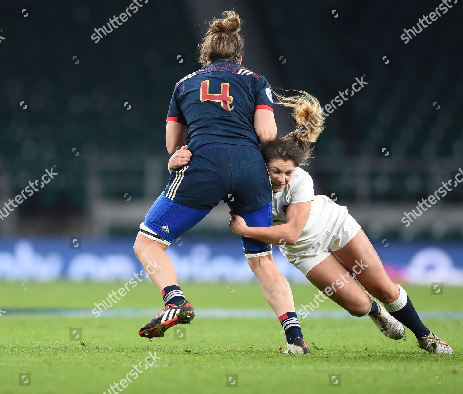 Emily Scarratt England Tackles Lenaig Corson Editorial Stock Photo ...