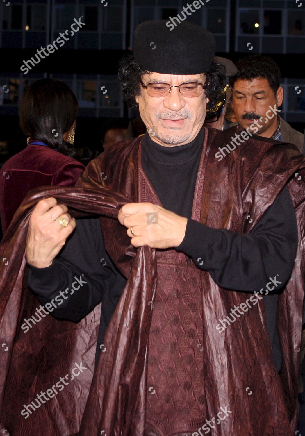 Libya President Muammar Gaddafi Adjusts His Editorial Stock Photo ...